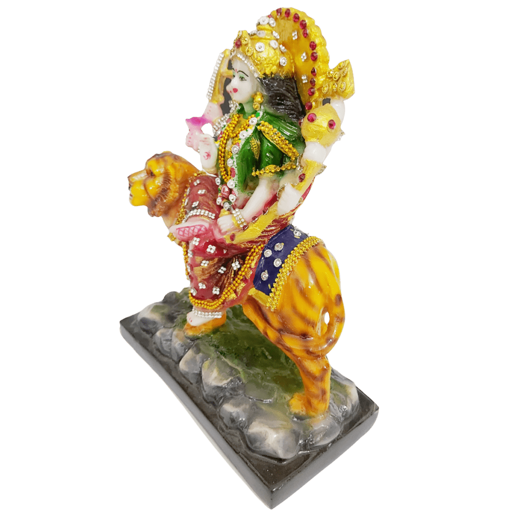 Colourful Durga Maa Statue Murti Sculpture Figurine Height 26 CM