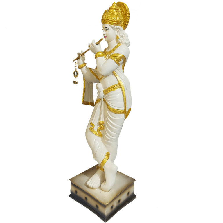 White Standing Krishna with Bansuri Height 63 CM | DECORIFY